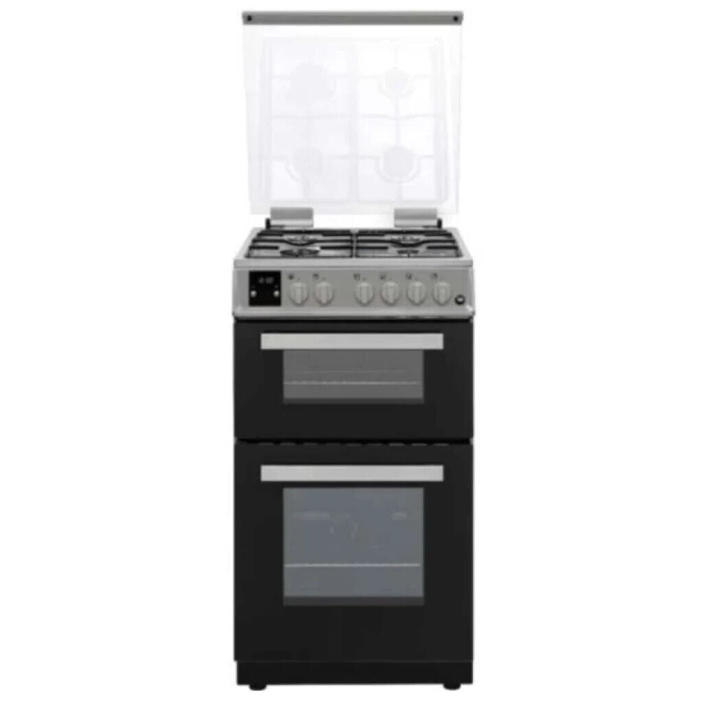 Hostess Natural Gas Cooker 50cm Twin Cavity Glass Lid Silver LPG ...
